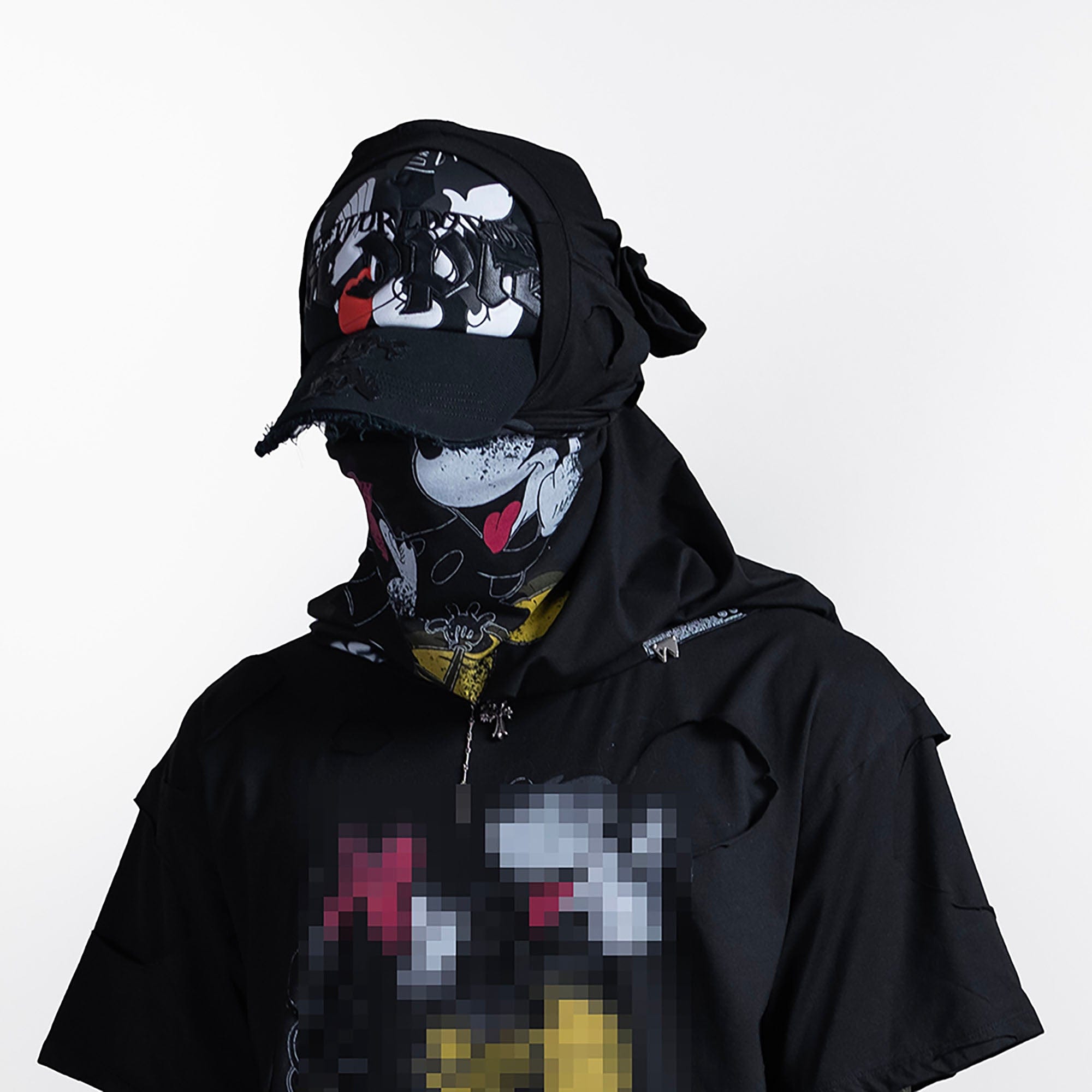 FVVO Mickey Mouse Patchwork Frayed Mesh Cap