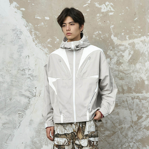 ENSHADOWER Spliced Multi-Pocket Waterproof Hooded Jacket