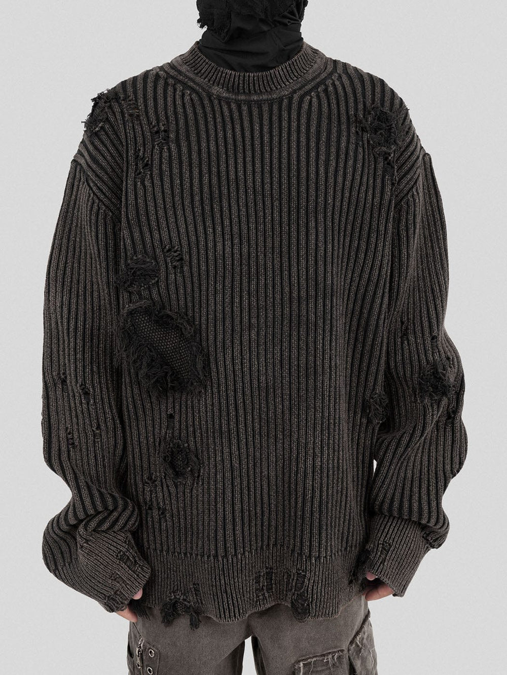 UNDERWATER Wasteland Ripped Sweater Charcoal