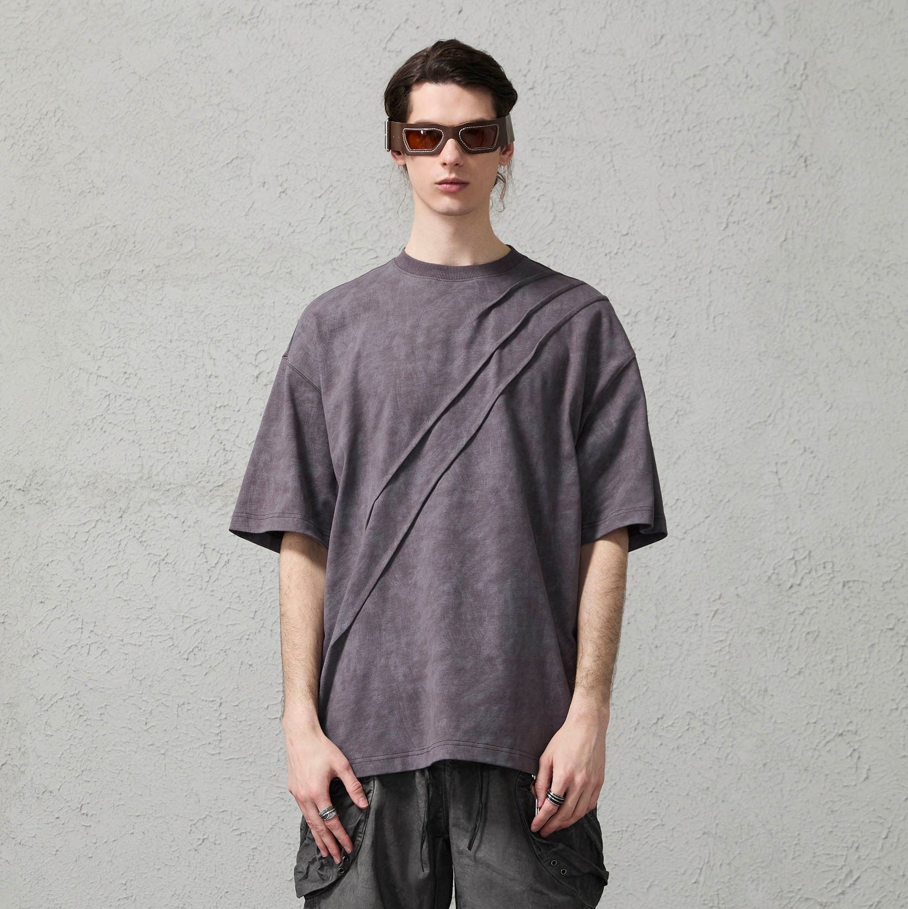 ORGANIC EMOTION Scratch Spliced Washed T-Shirt