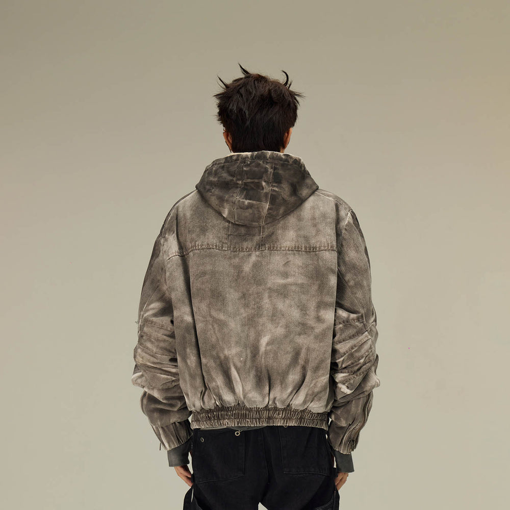 FLYERRER Distressed Crinkled Dirty Fit Jacket