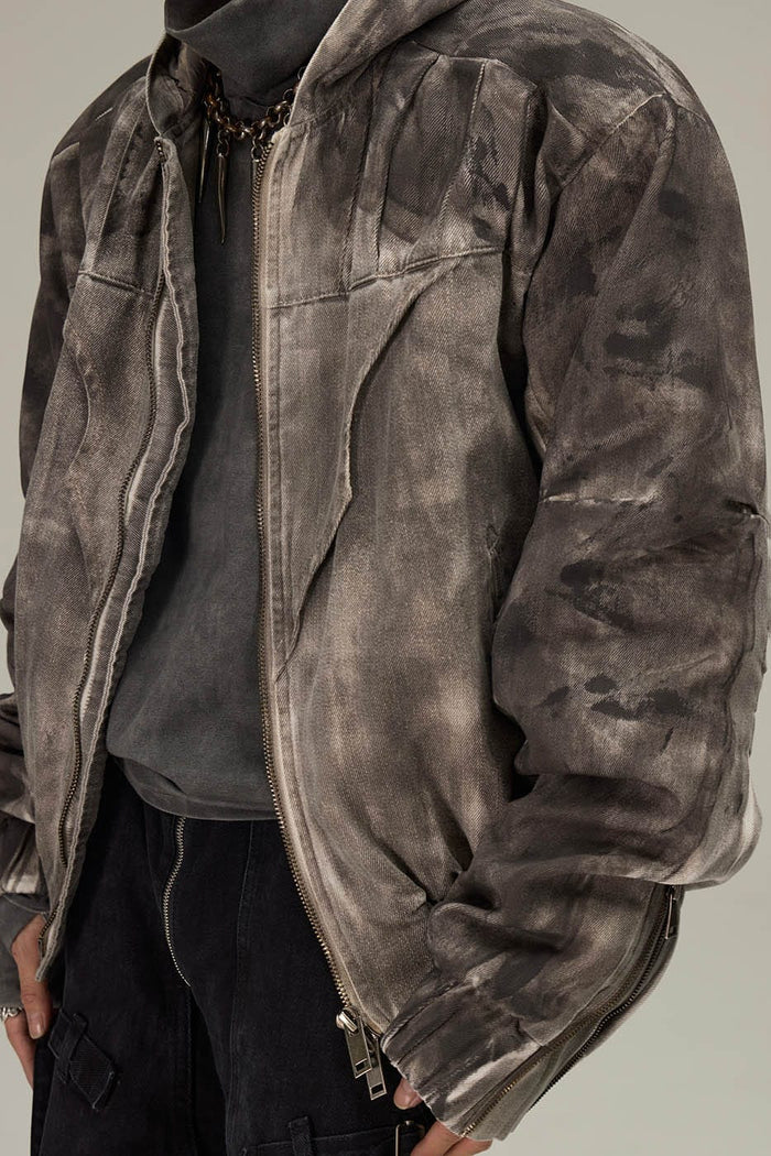FLYERRER Distressed Crinkled Dirty Fit Jacket