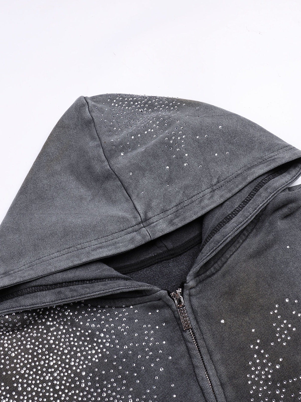 DND4DES Diamond Distressed Zip-Up Hoodie