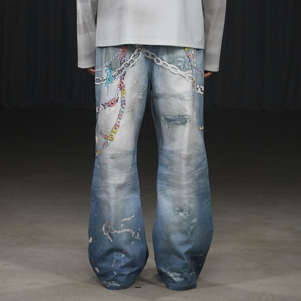 DND4DES Cartoon Chain Wide-Leg Jeans
