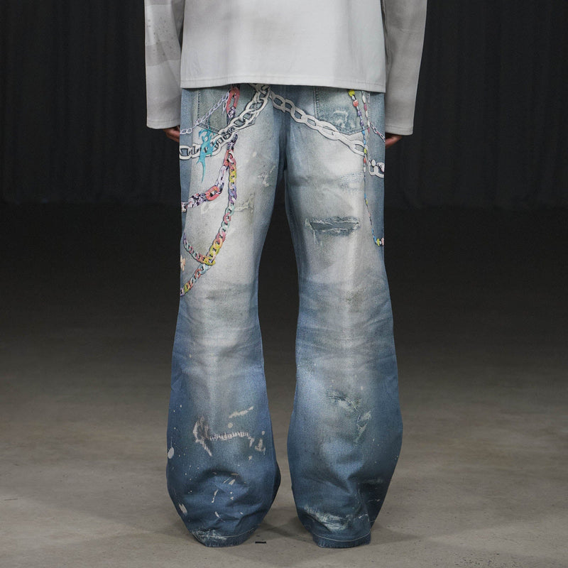 DND4DES Cartoon Chain Wide-Leg Jeans