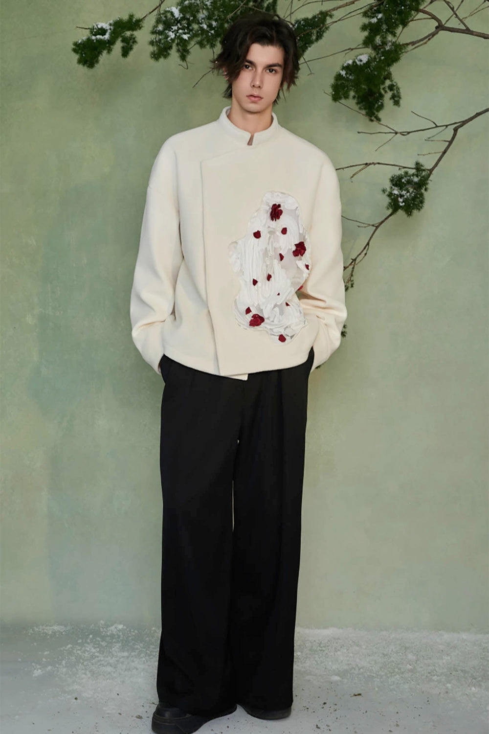 JIECHI Pond Bloom Mandarin Collar Blazer