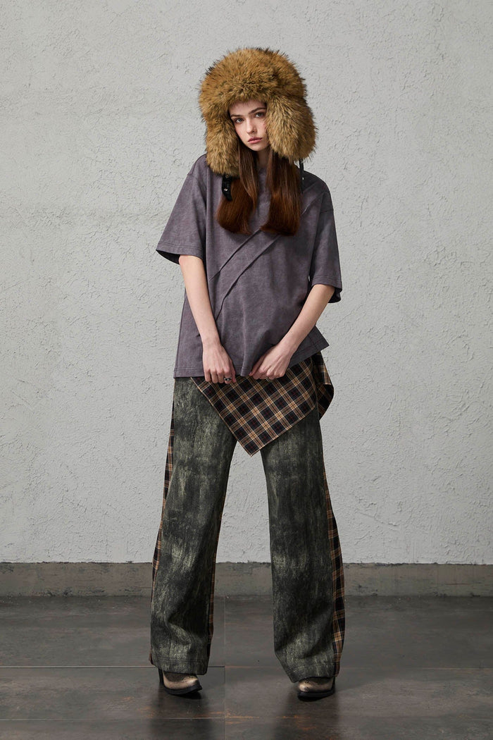 ORGANIC EMOTION Scratch Spliced Washed T-Shirt