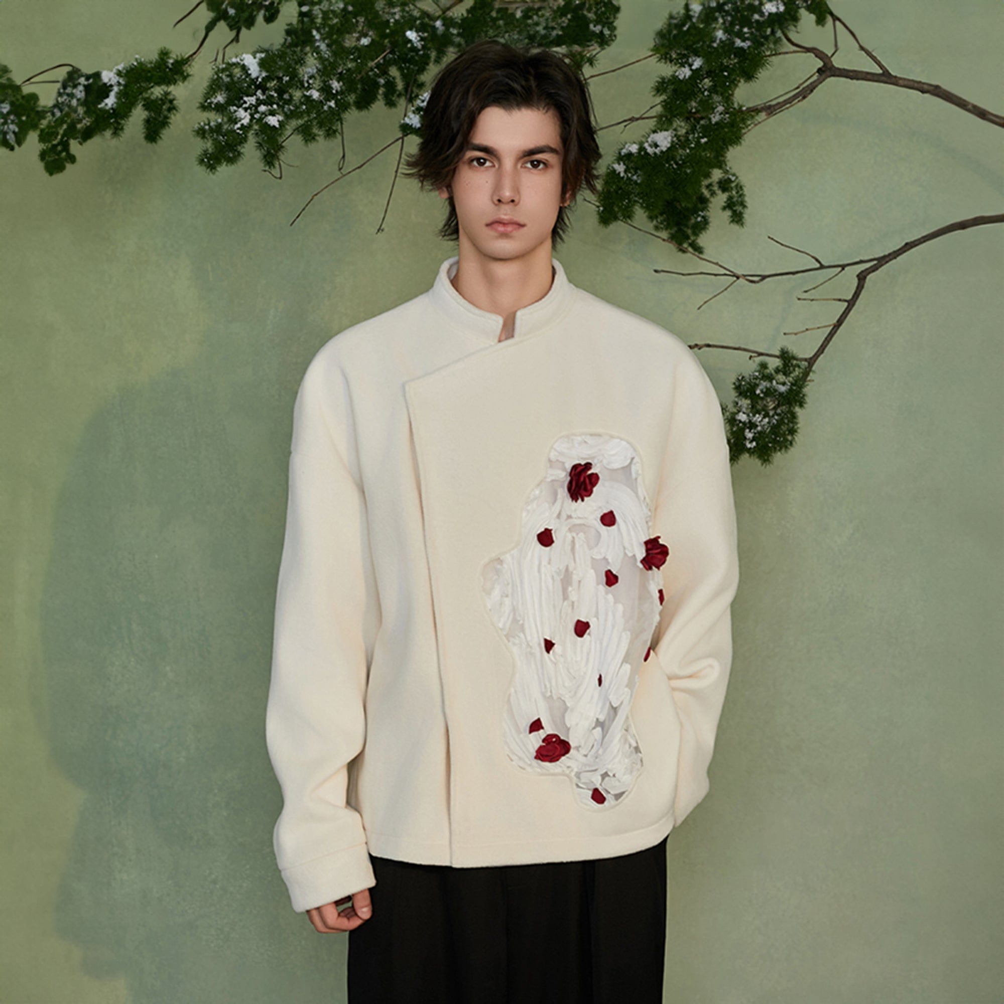 JIECHI Pond Bloom Mandarin Collar Blazer