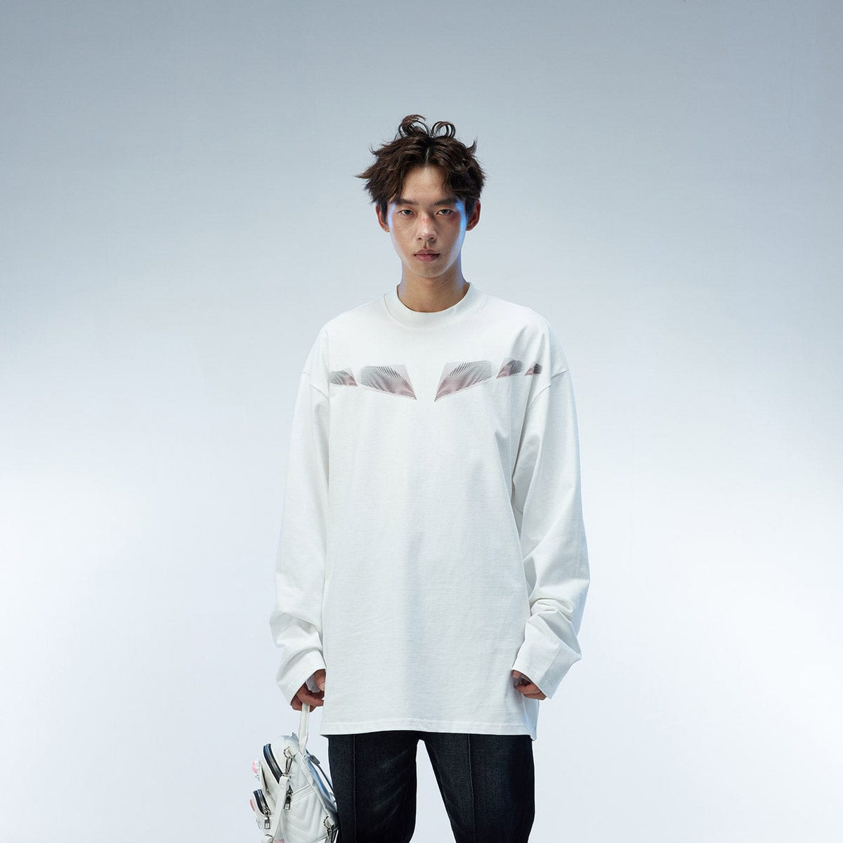 WHISTLEHUNTER Misaligned Hallucination Faux Leather Logo L/S Tee ...