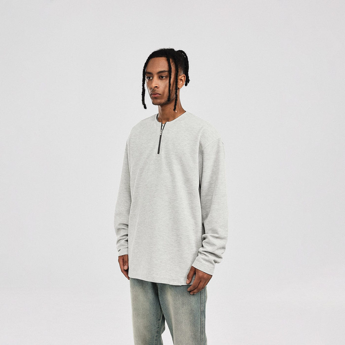 BONELESS Collarless Half-Zip Waffle L/S Tee | PROJECTISR US