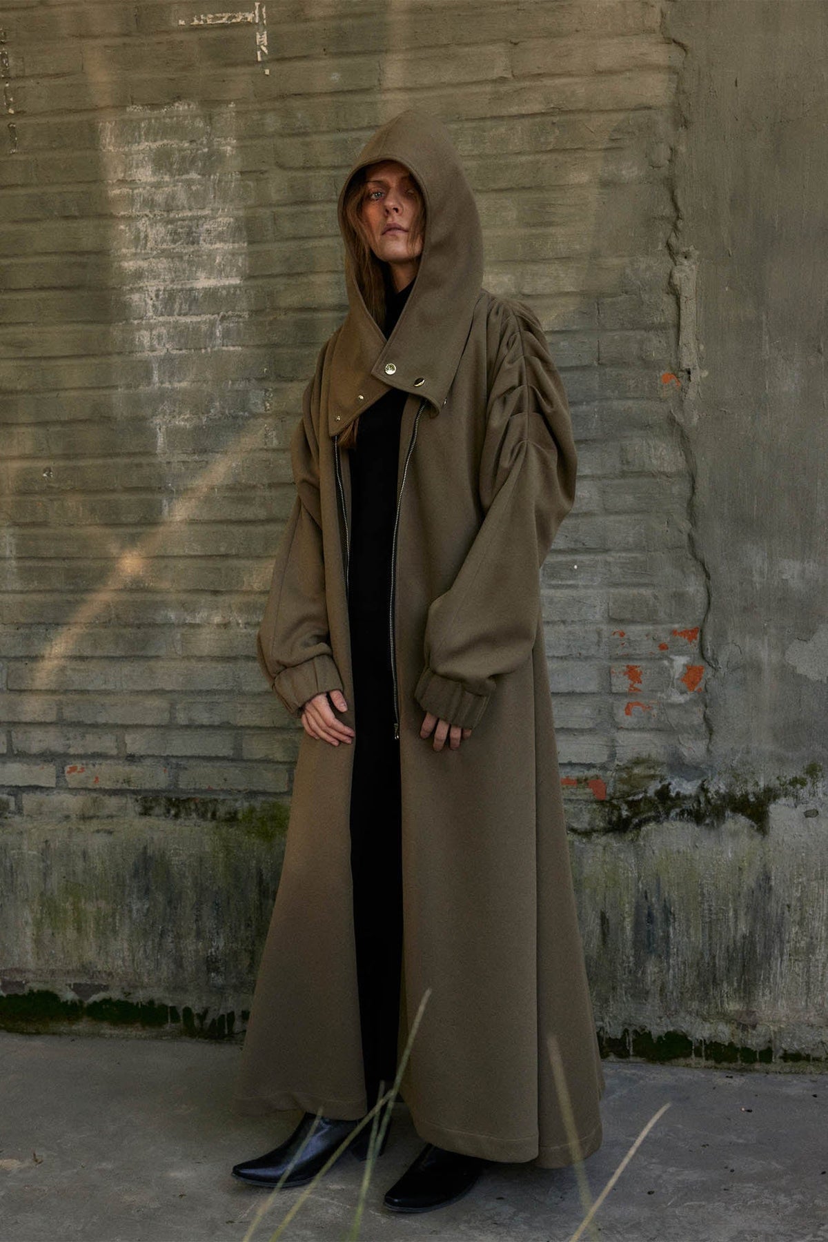 KADAKADA Hooded Pleated Shoulder Cloak