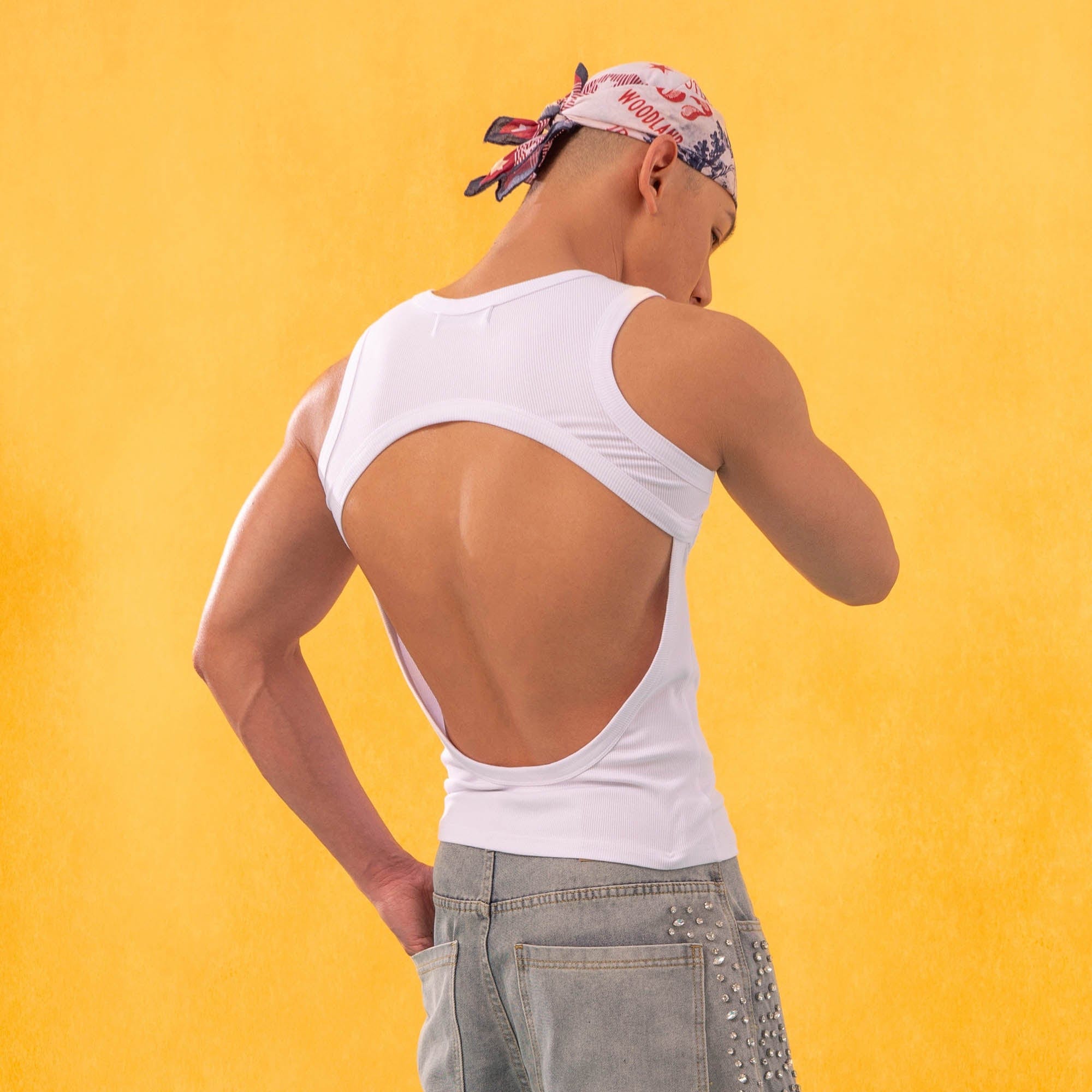 CLP Diamond Backless Ribbed Tank Top