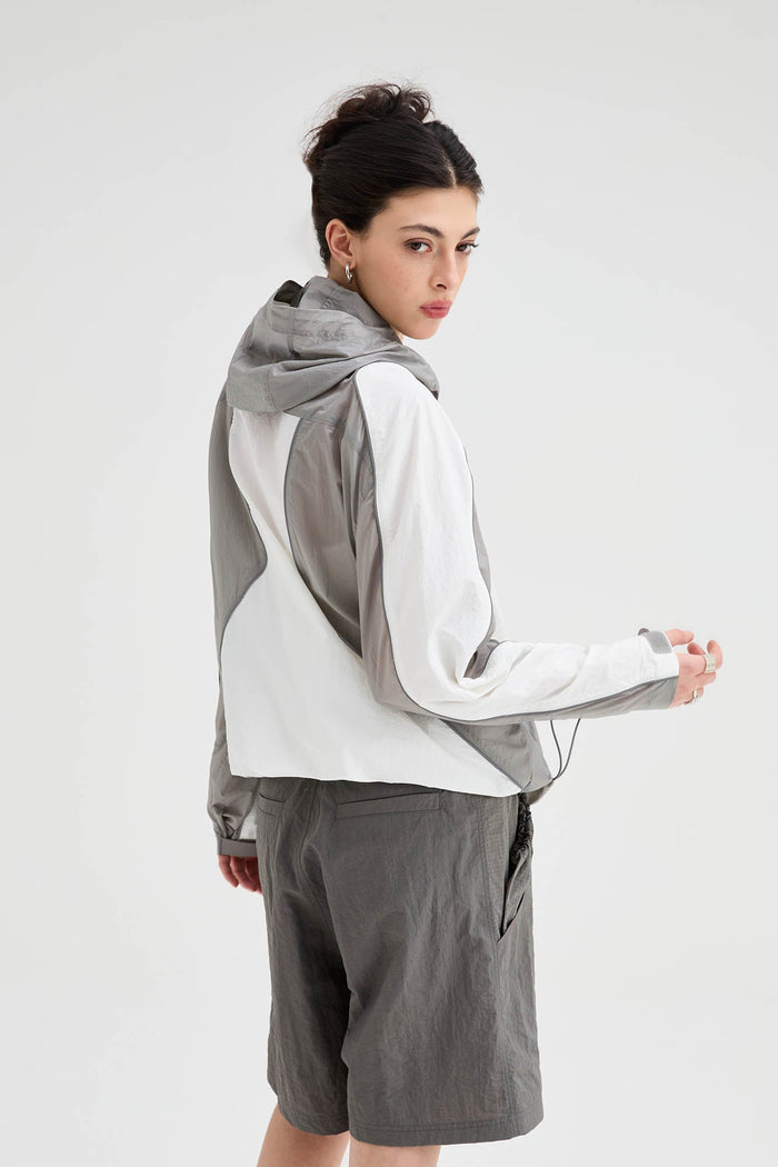 ORGANIC EMOTION Spliced Drawstring UV Protection Light Jacket