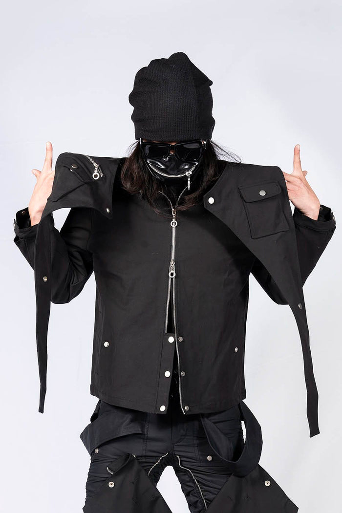 INSIDE OUT Arc Paneled Rivet Jacket